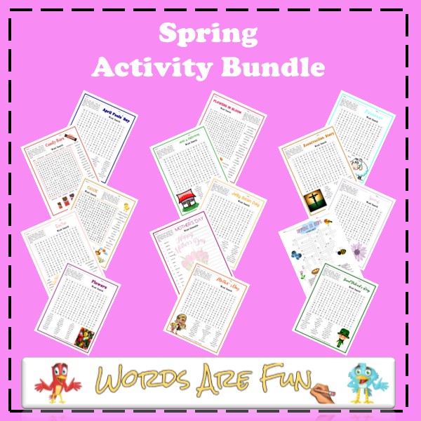 Spring Word Search for Kids