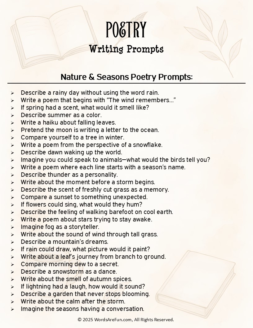Poetry Writing Prompts