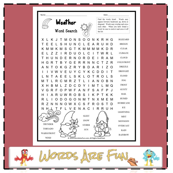 Summer Word Search for Kids